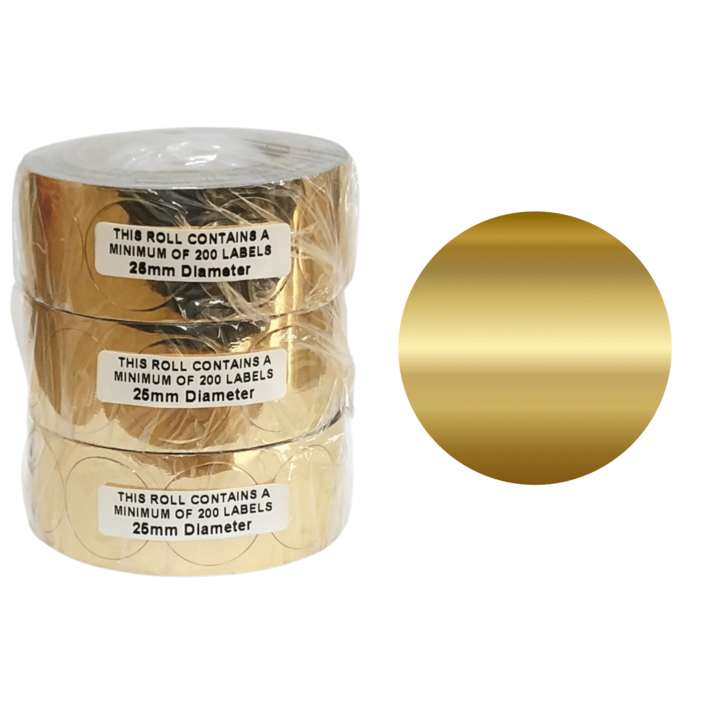 Bright Gold Trophy Labels 25mm Circles – kwiktapes