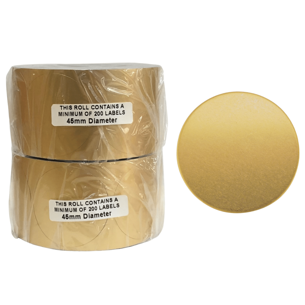 Matt Gold Trophy Labels 45mm Circles – kwiktapes