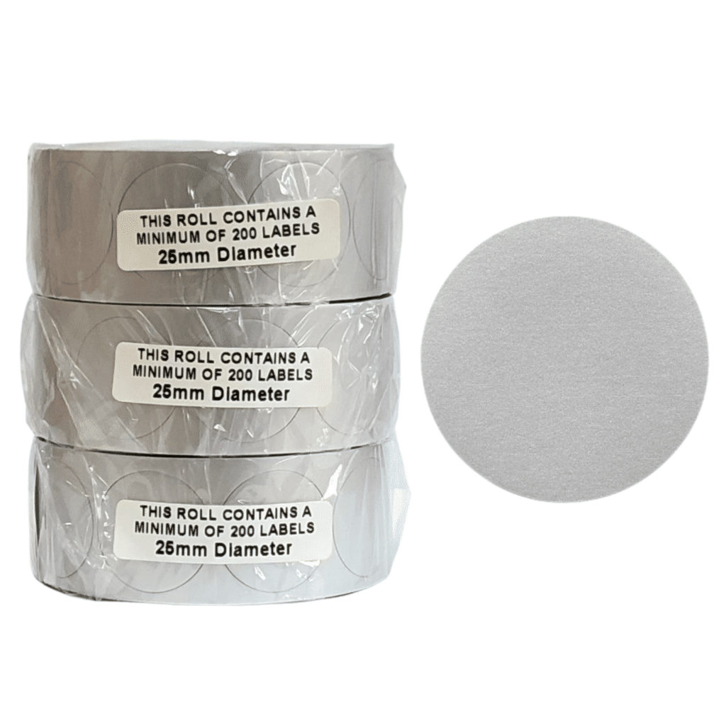 Matt Silver Trophy Labels 25mm Circles – kwiktapes