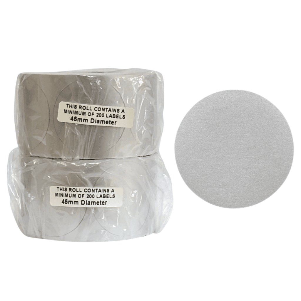 Matt Silver Trophy Labels 45mm Circles – kwiktapes